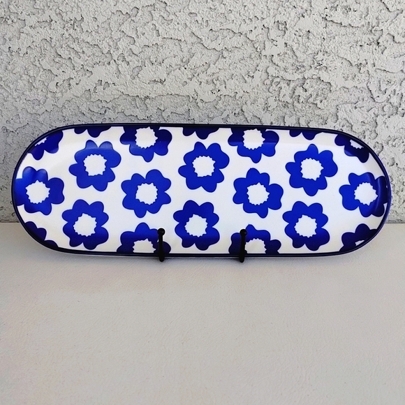Crofton | Dining | Crofton Stoneware Blue White Floral Ceramic Platter ...
